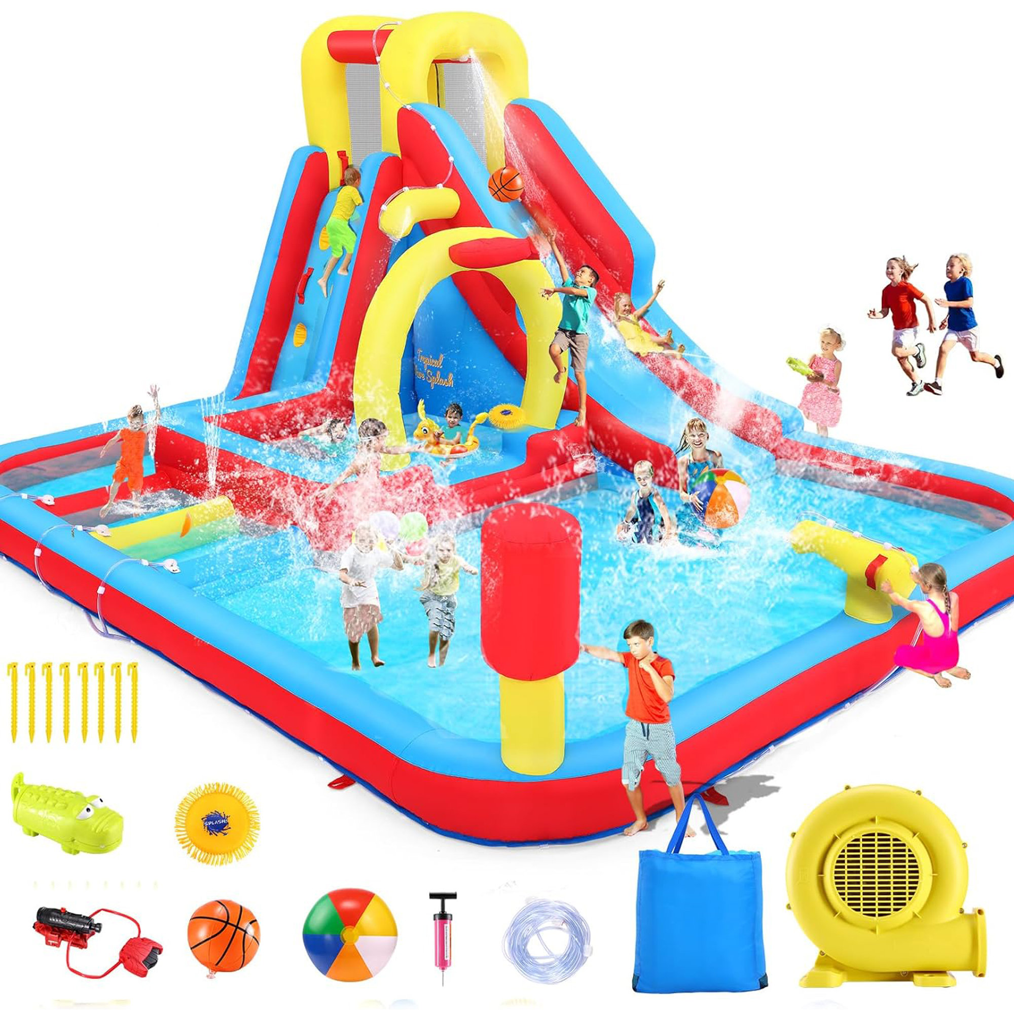 DreamDwell Home 13X10ft Mega Inflatable Water Slide Park With 520W ...