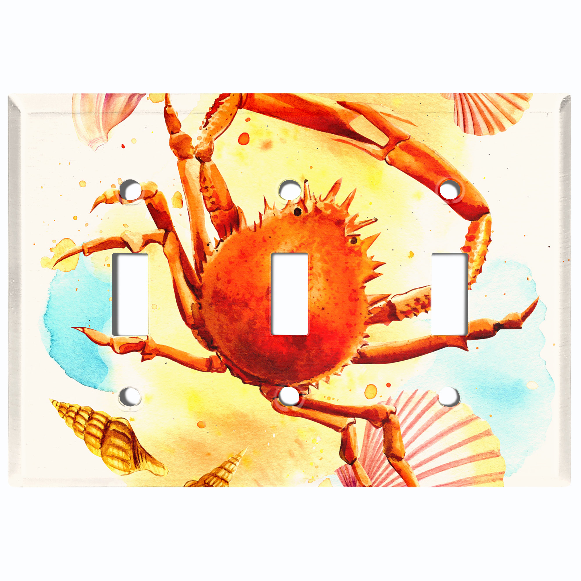 WorldAcc Sea Crab Shell Sand Beach 3-Gang Toggle Light Switch Wall ...