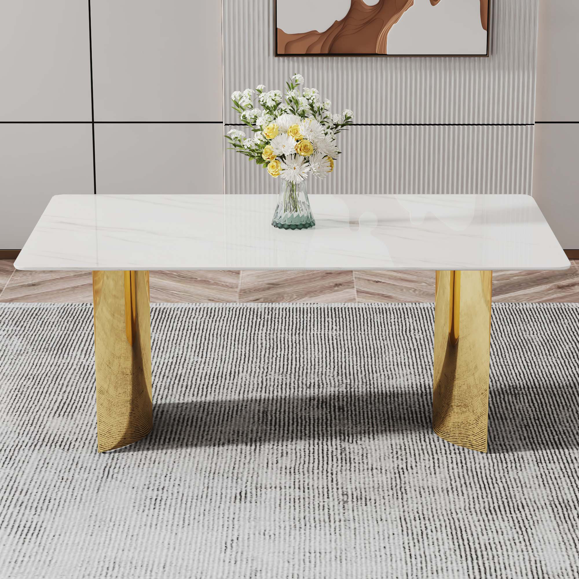 Mercer41 Marble Glass Dining Table(Only Table) | Wayfair