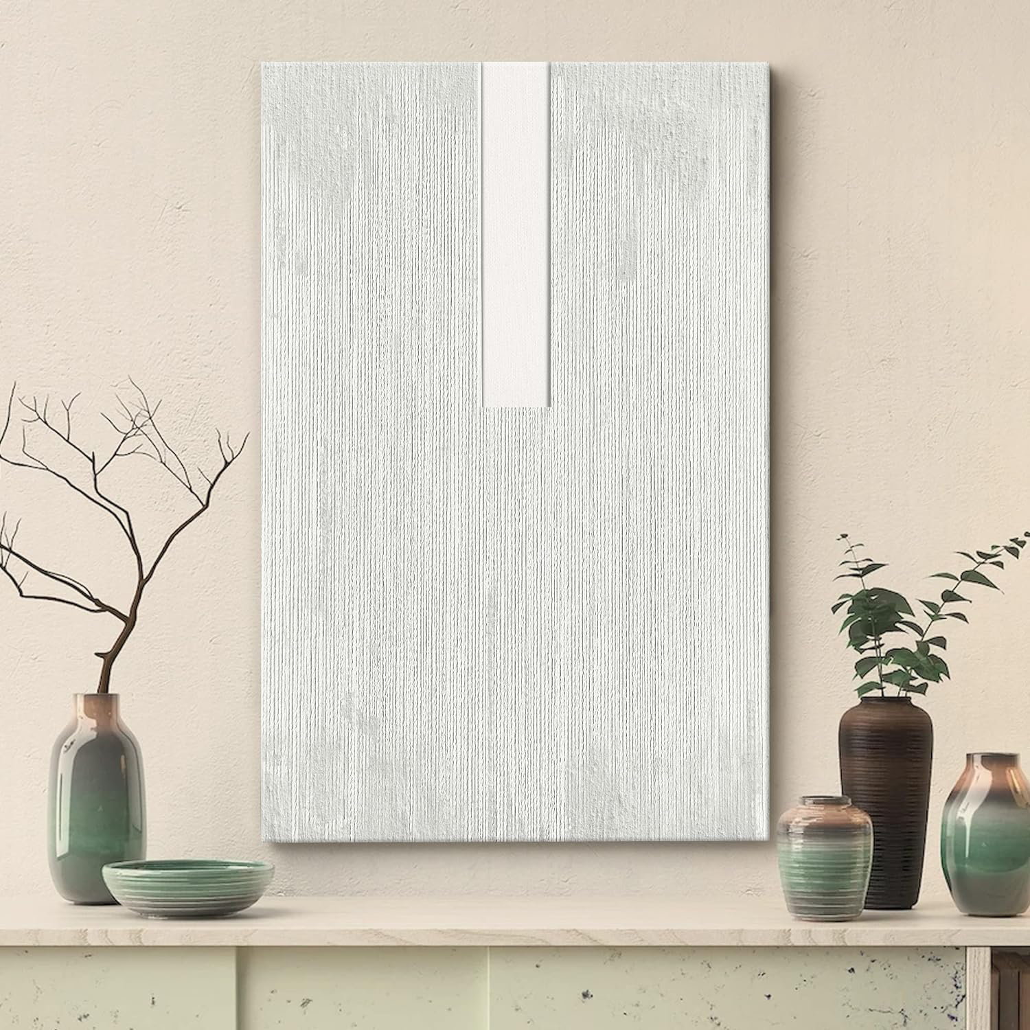 IDEA4WALL Minimal Landscape Geometric Square White Color Field Abstract ...