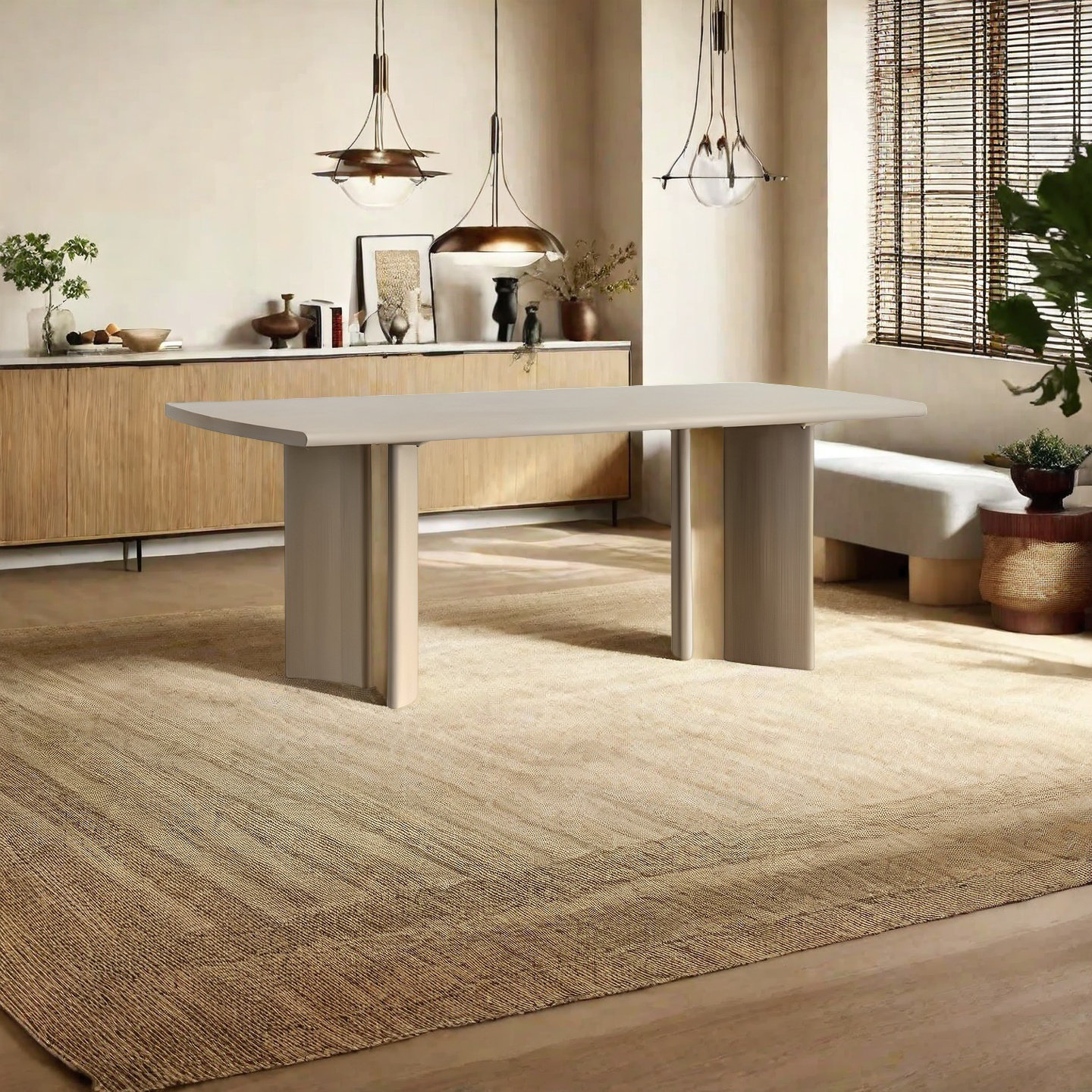 Ebern Designs A table with curved designs on both sides | Wayfair