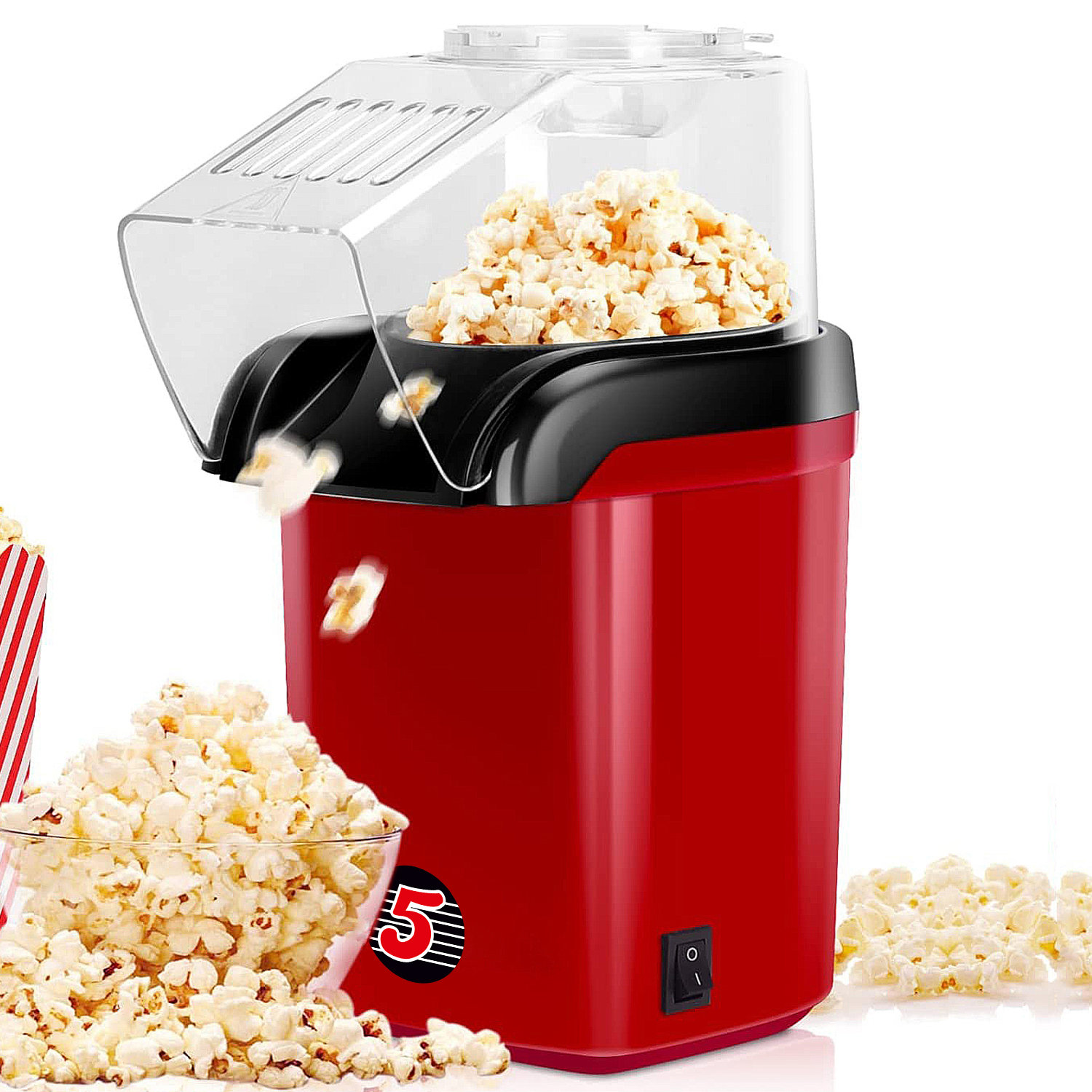5 Core Popcorn Machine 16 Cup Capacity Hot Air Popper Mini Portable ...