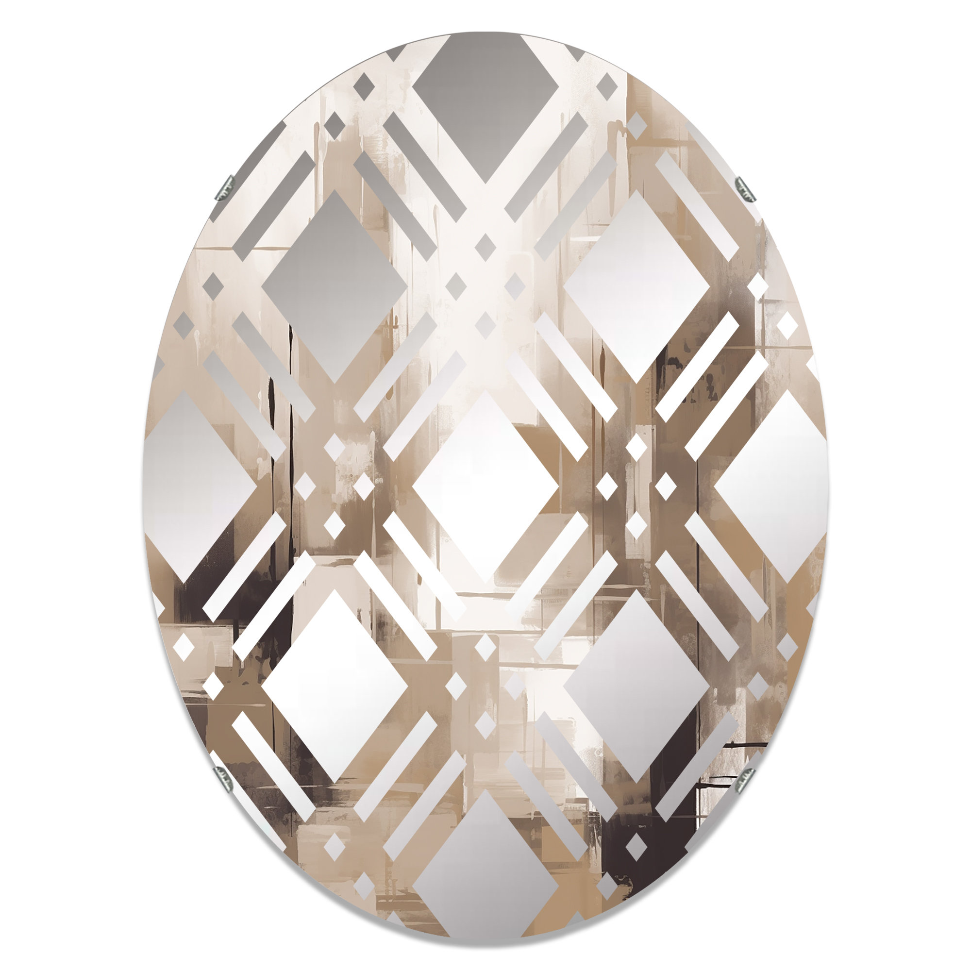 East Urban Home Cubism Beige Synergy - Plaid Decorative Mirror ...