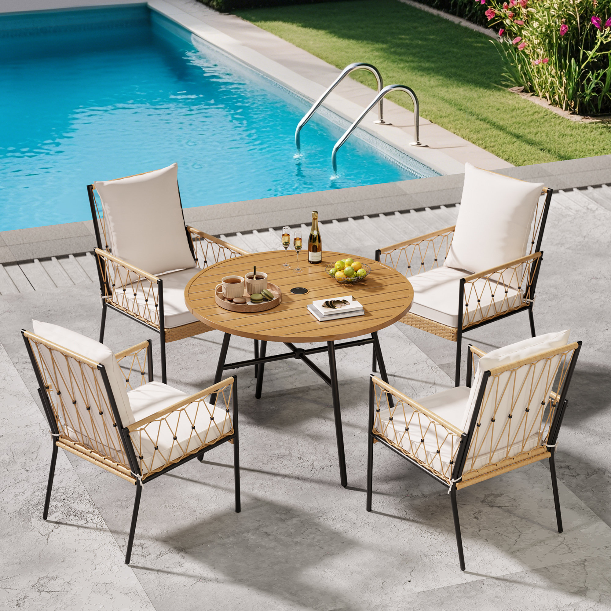 Bay Isle Home™ 5 Pcs Outdoor Dining Sets, Patio Dining Tables And ...