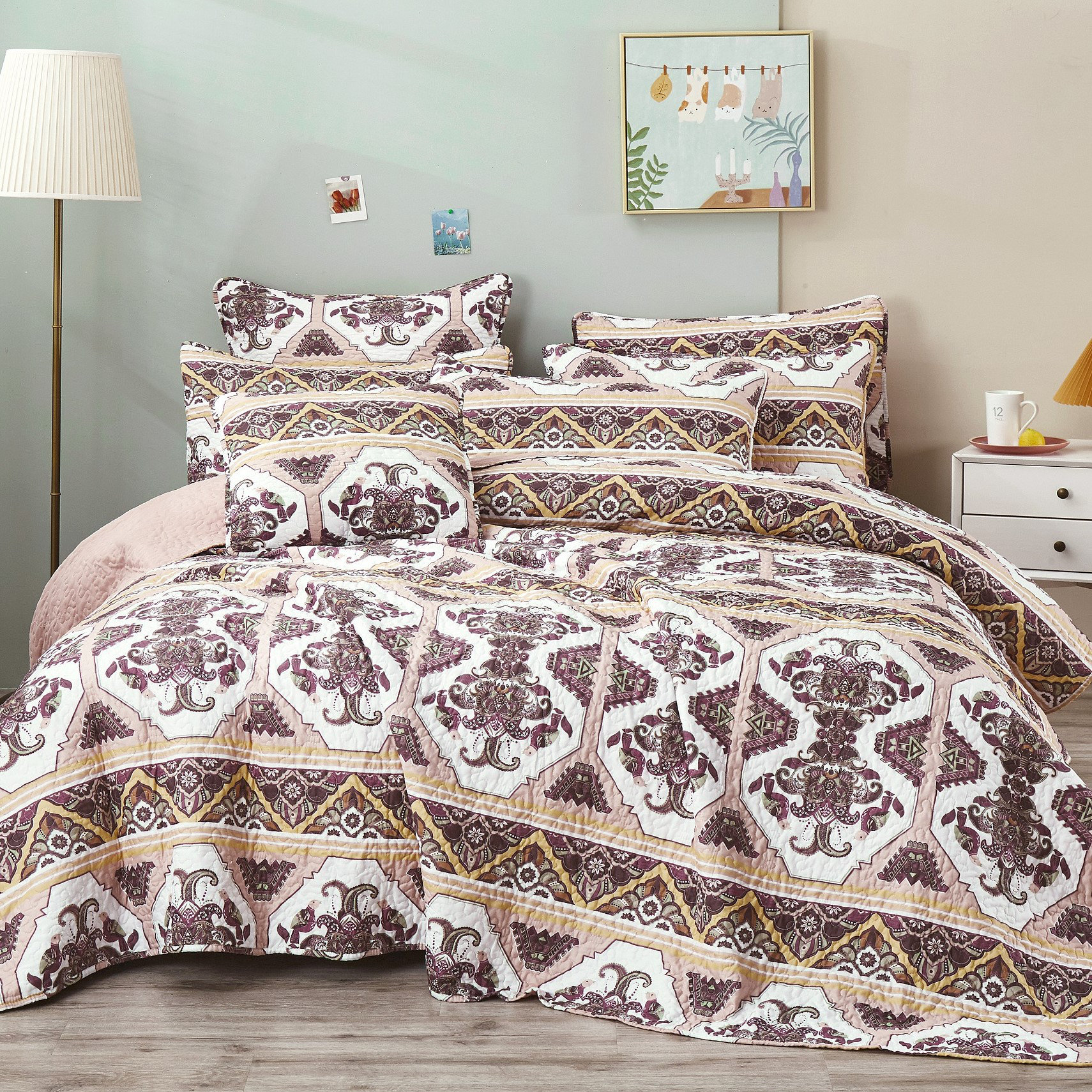 DaDa Bedding Oriental Kilim Havana Blush Pink Bedspread Set - Royal ...