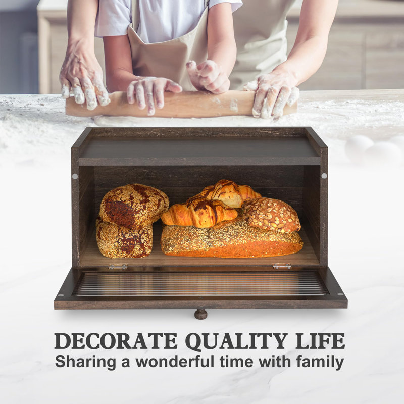 Prep & Savour Bread Box For Kitchen Countertop Large Farmhouse Bread ...