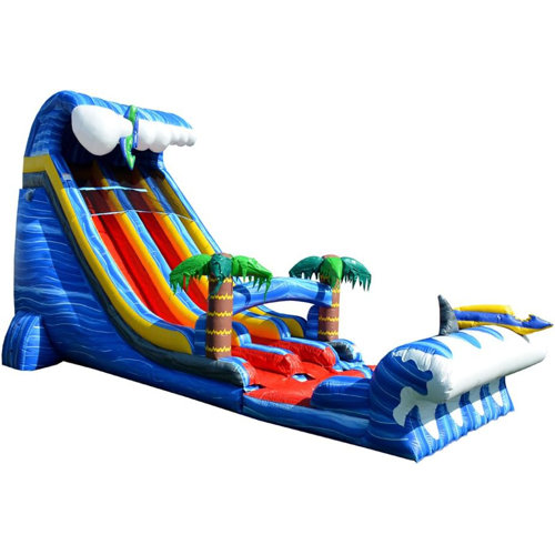 JumpOrange 22 FT Shark Sighted Dual Lane Water Slide with Detachable ...