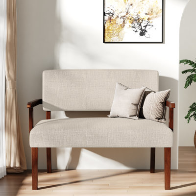 small dining bench with backrest