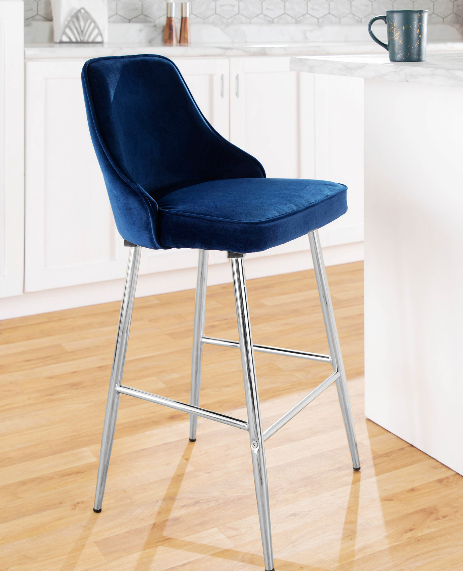 Mercer41 Maymie Velvet Dining Chair Counter Stool 2 pieces | Wayfair