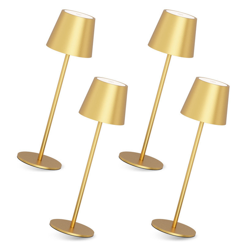 Mercer41 Geneivieve Lamp 3000K Cordless Table Lamp Gold Rechargeable ...