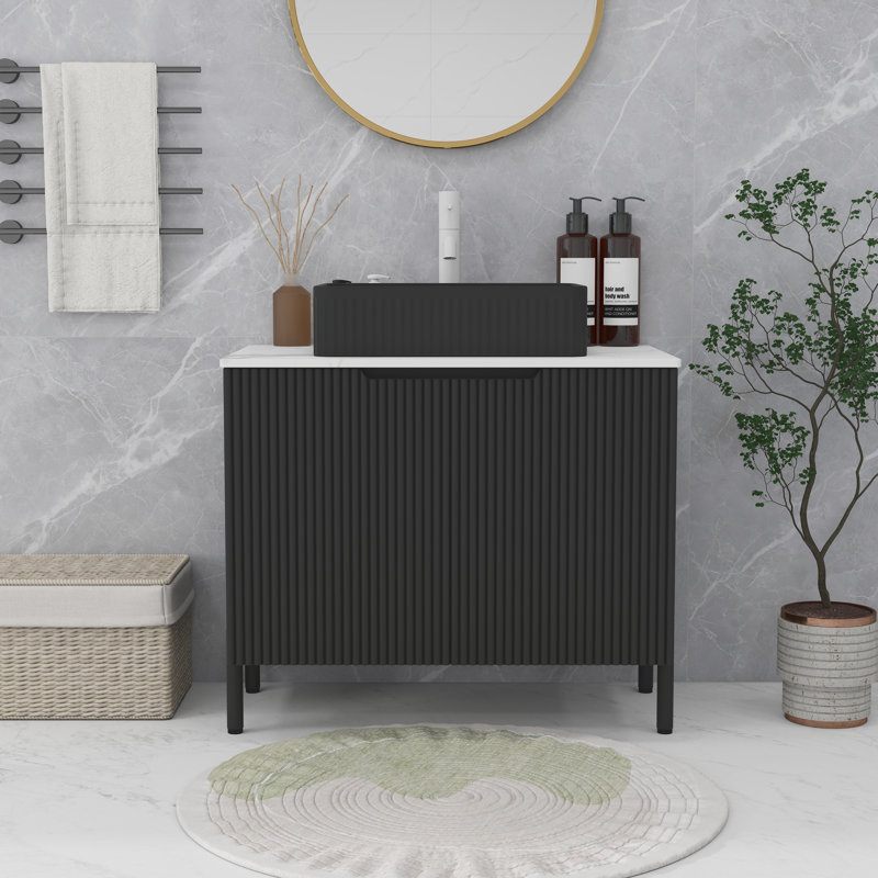 Dimorphos Modern Bathroom Vanity Set with Ceramic Sink | Wayfair