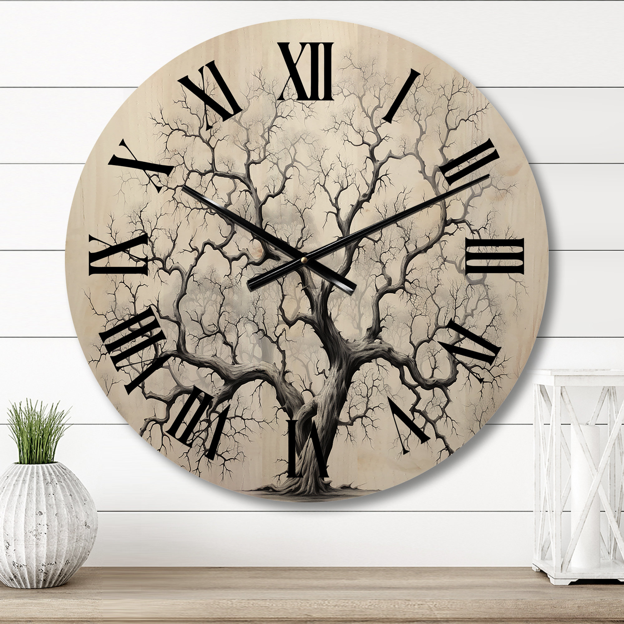 East Urban Home Minimalism Gray Tree Solitude II - Floral Oversized ...