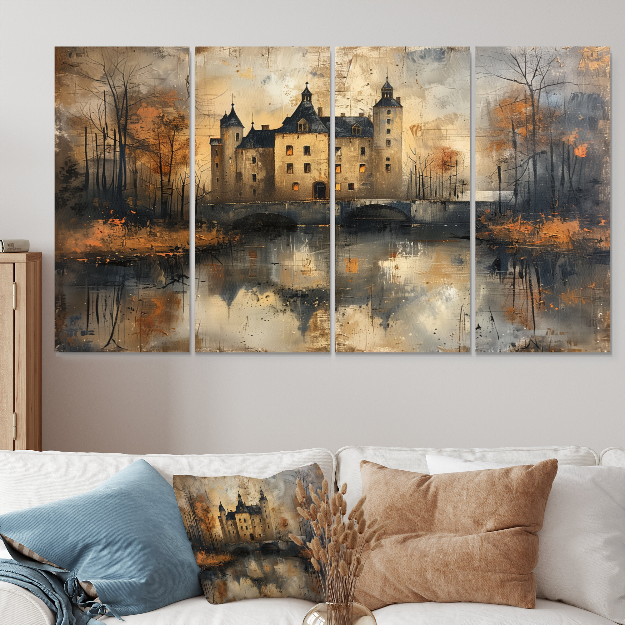 Winston Porter Grey Black Rustic Castle By The Lake - Chateaus Wall ...