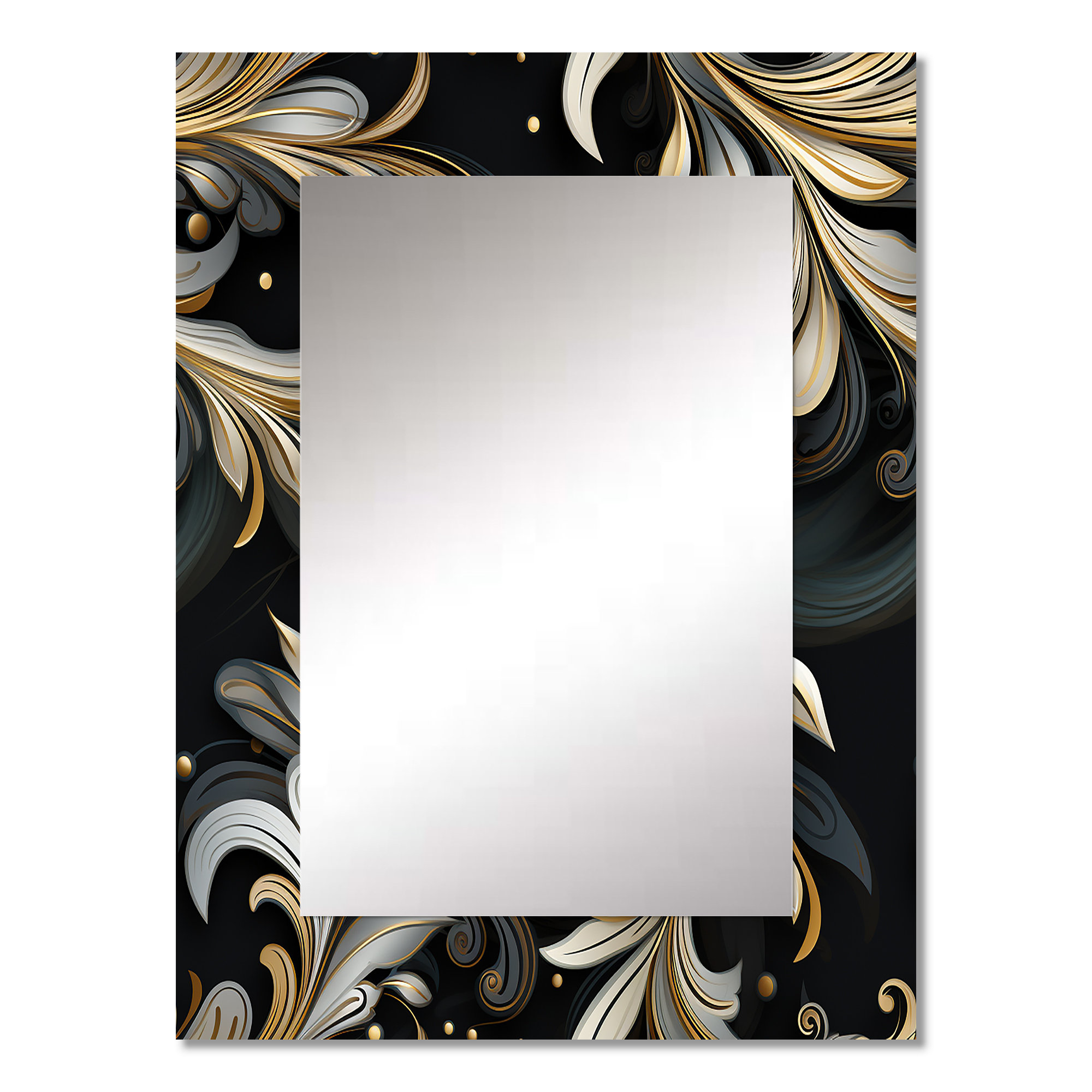 House of Hampton® Deep Black Silver Elegance - Glam Mirror Wall Decor ...