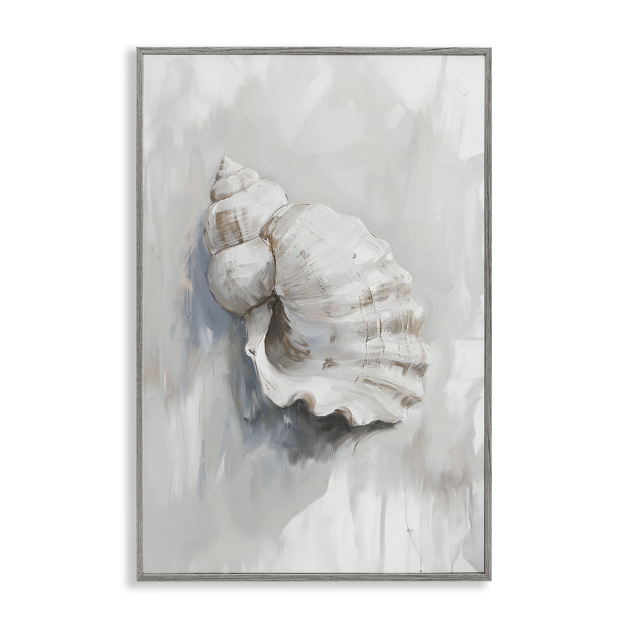 Highland Dunes Neutral Curved Seashell Framed Giclee, design by Ramona ...