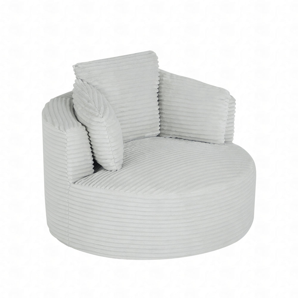 Latitude Run® Compressible Corduroy Round Chair with Cushioned Backrest ...