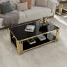 Everly Quinn 48" Wide Rectangular Coffee Table With Tempered Glass Top ...