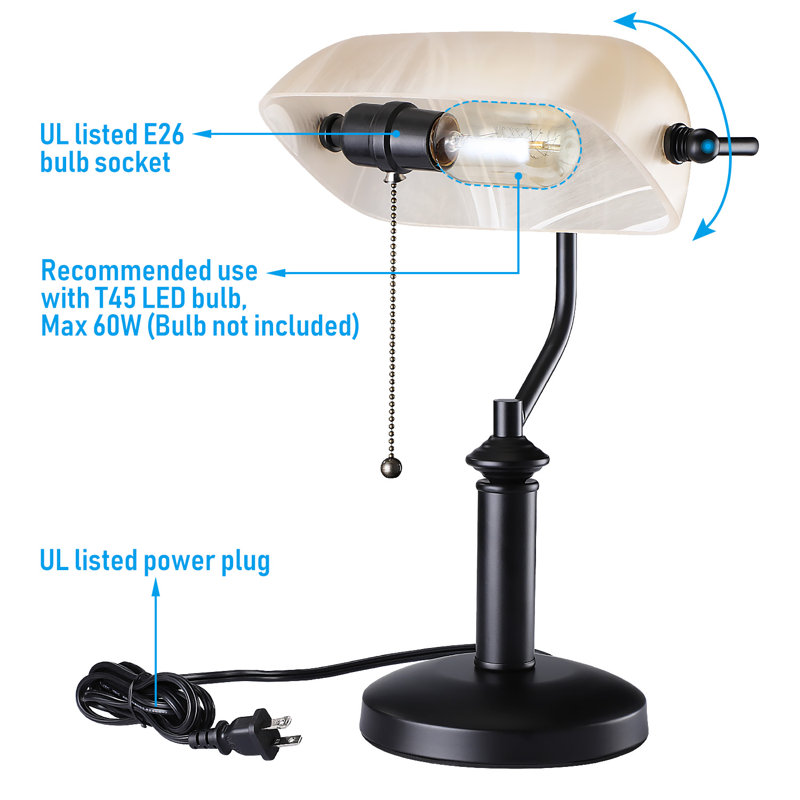 Canora Grey Fallon Vintage Bankers Lamp with Pull Chain Switch ...