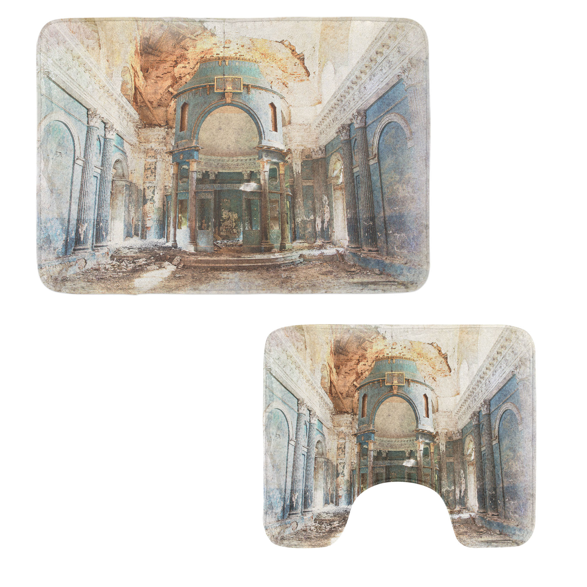 East Urban Home Antique Bathroom Rug Set 2 Pieces Rectangle & Contour ...