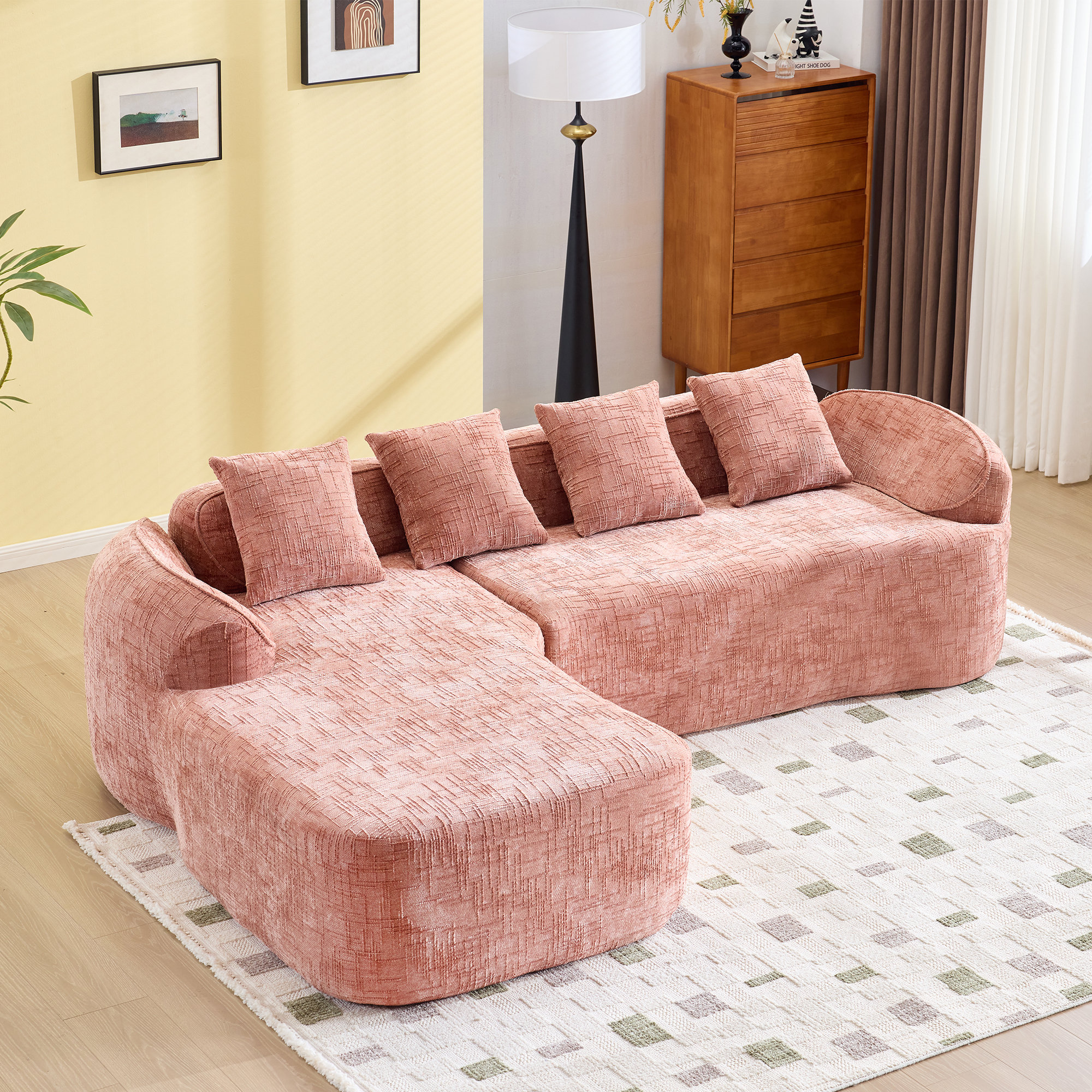 Latitude Run® 101.1'' Wide L Shape Sofa With Four Throw Pillows | Wayfair