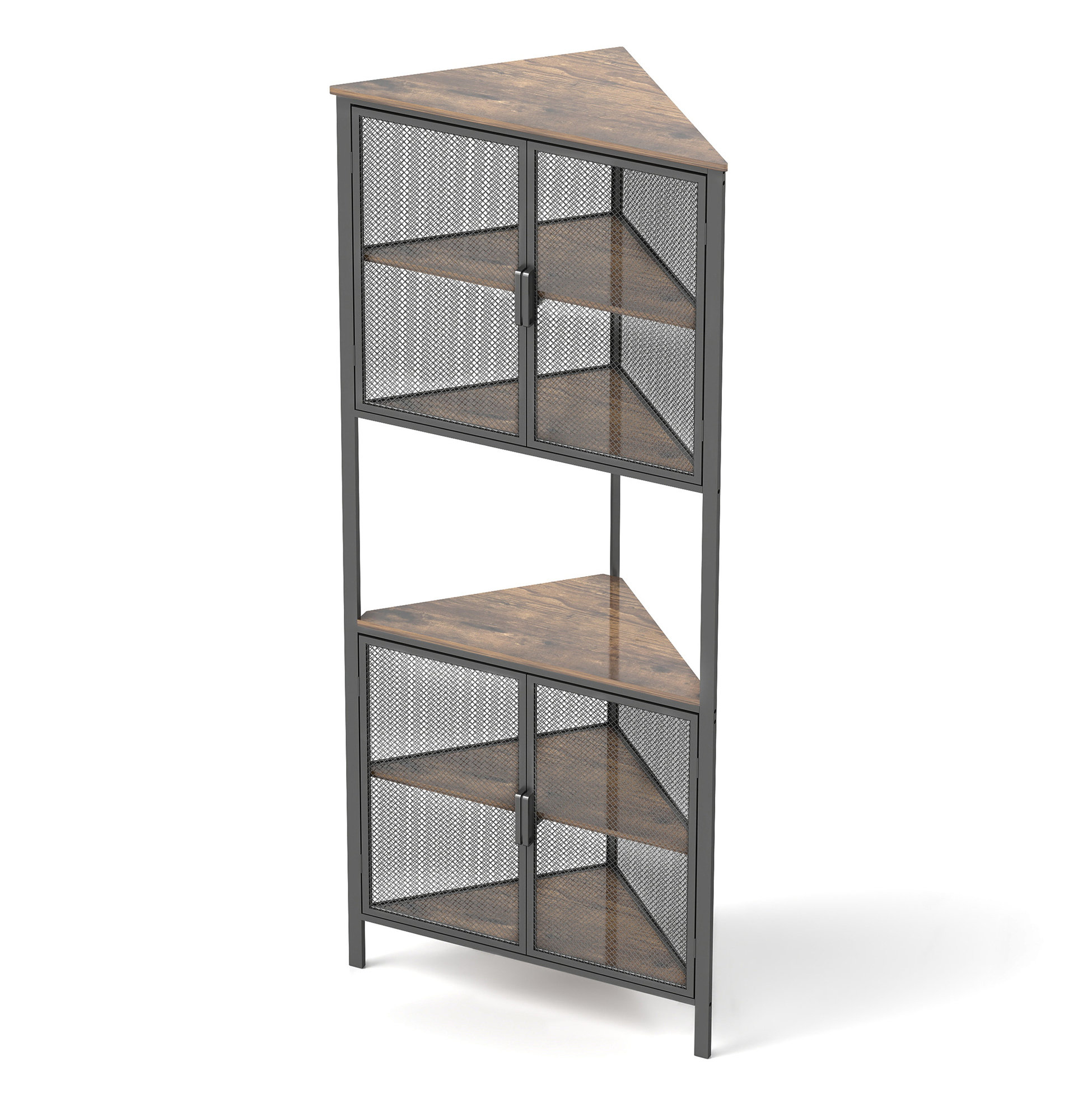 17 Stories 5-Tier Shelves With Metal Mesh Door, Bookcase Storage Shelf ...