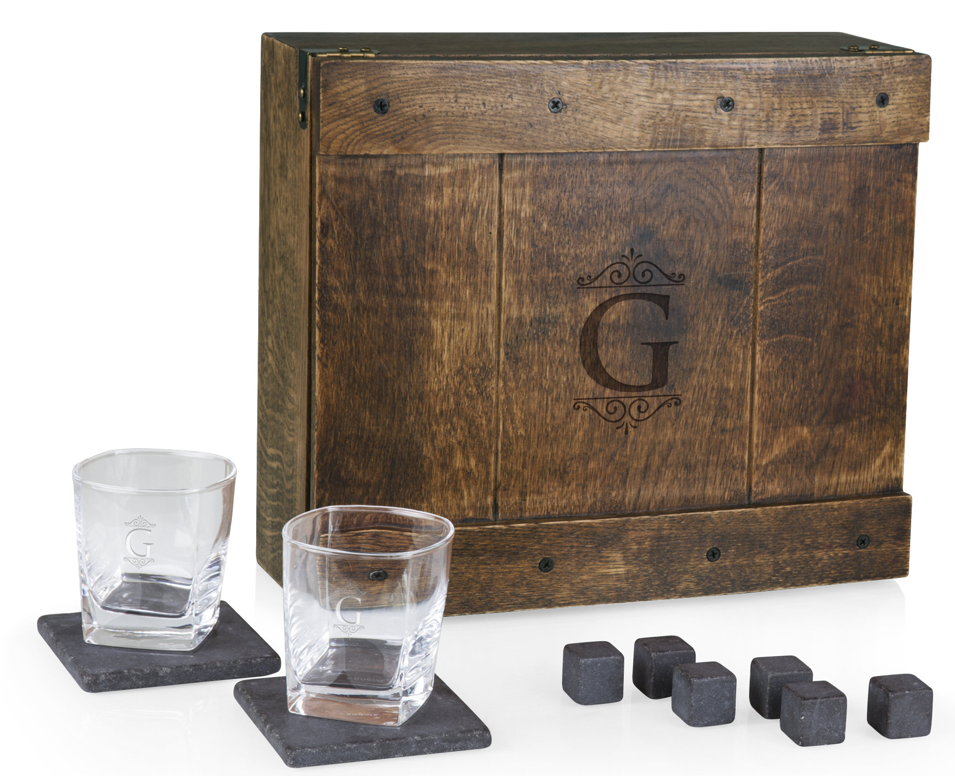 Loon Peak® Monogram Whiskey Box Gift Set - Whiskey Glasses Set of 2 ...