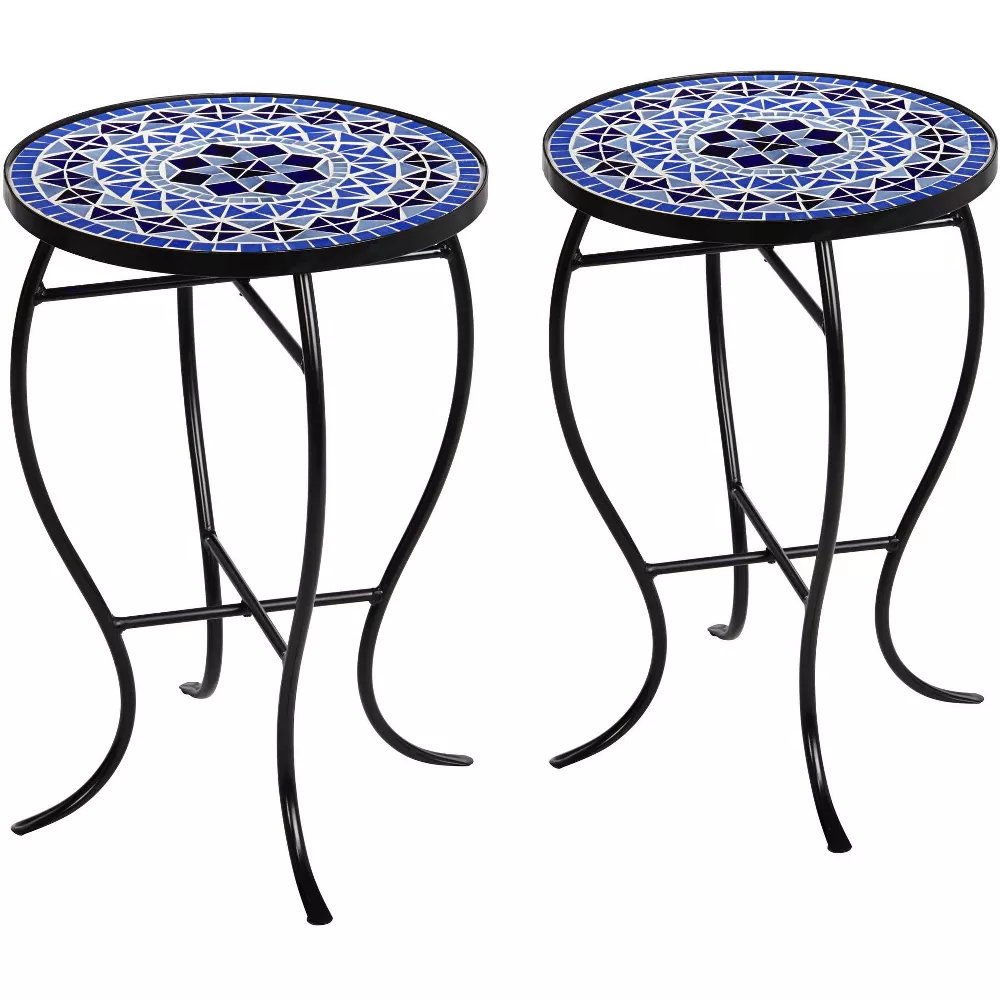Bungalow Rose Modern Black Round Outdoor Decorative Side Table 14 Inch ...