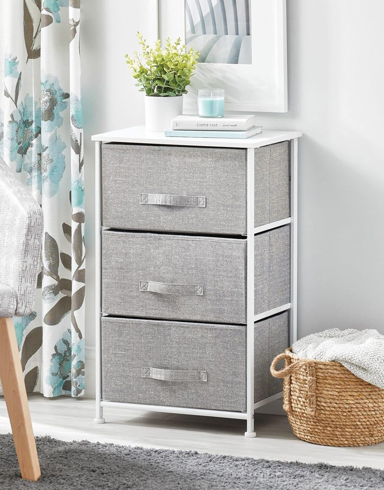 Latitude Run® Gray Lido Collection Storage Dresser Tower: Steel Frame ...