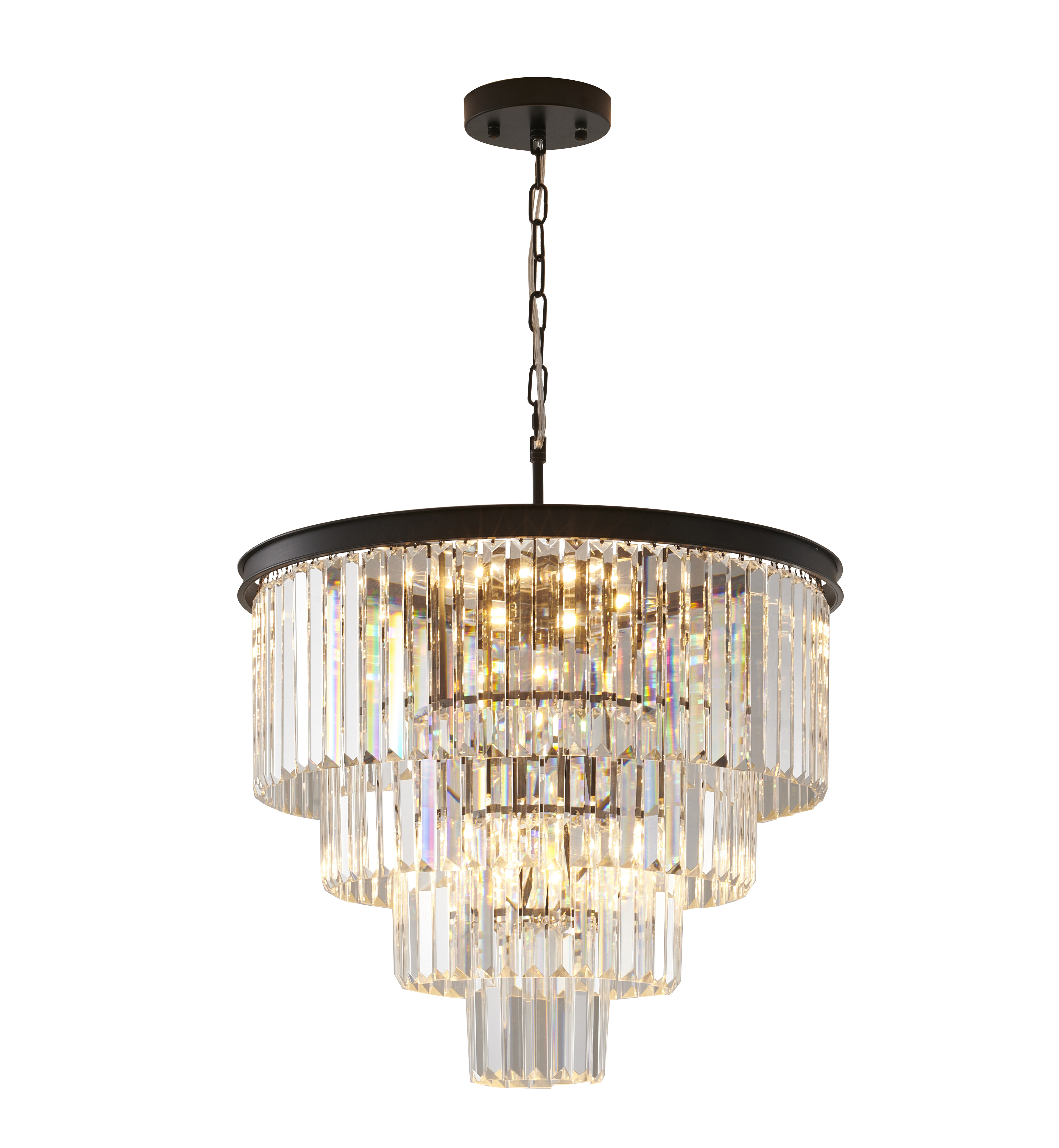 Everly Quinn 12-Light Gold 4-Tier Chandelier With Clear Crystal Accents ...