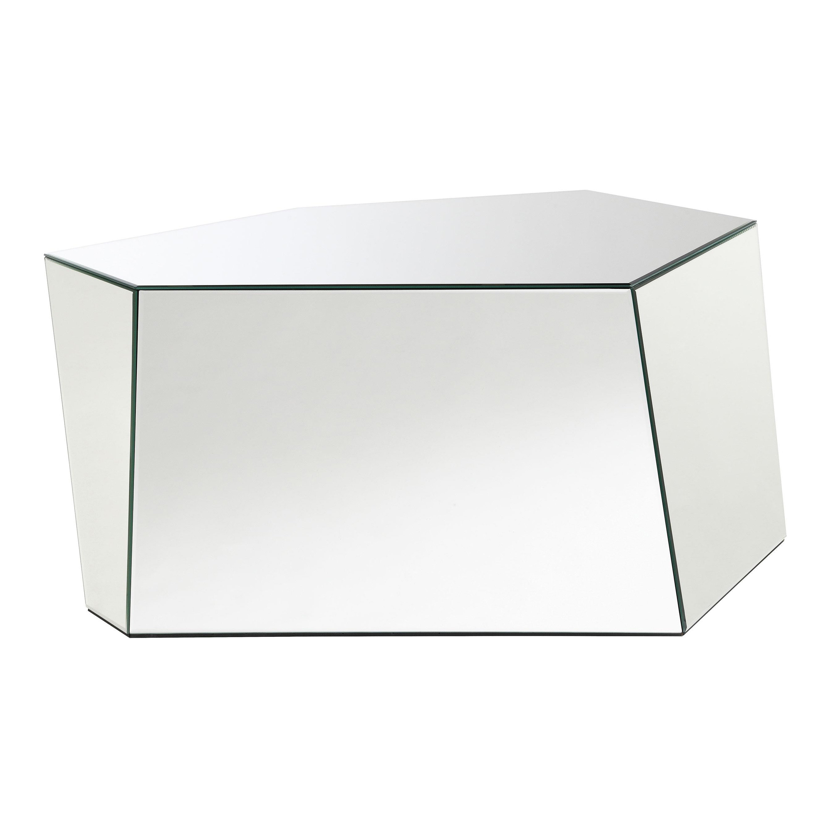 Ivy Bronx Mirrored Abstract Geometric Coffee Table Silver | Wayfair