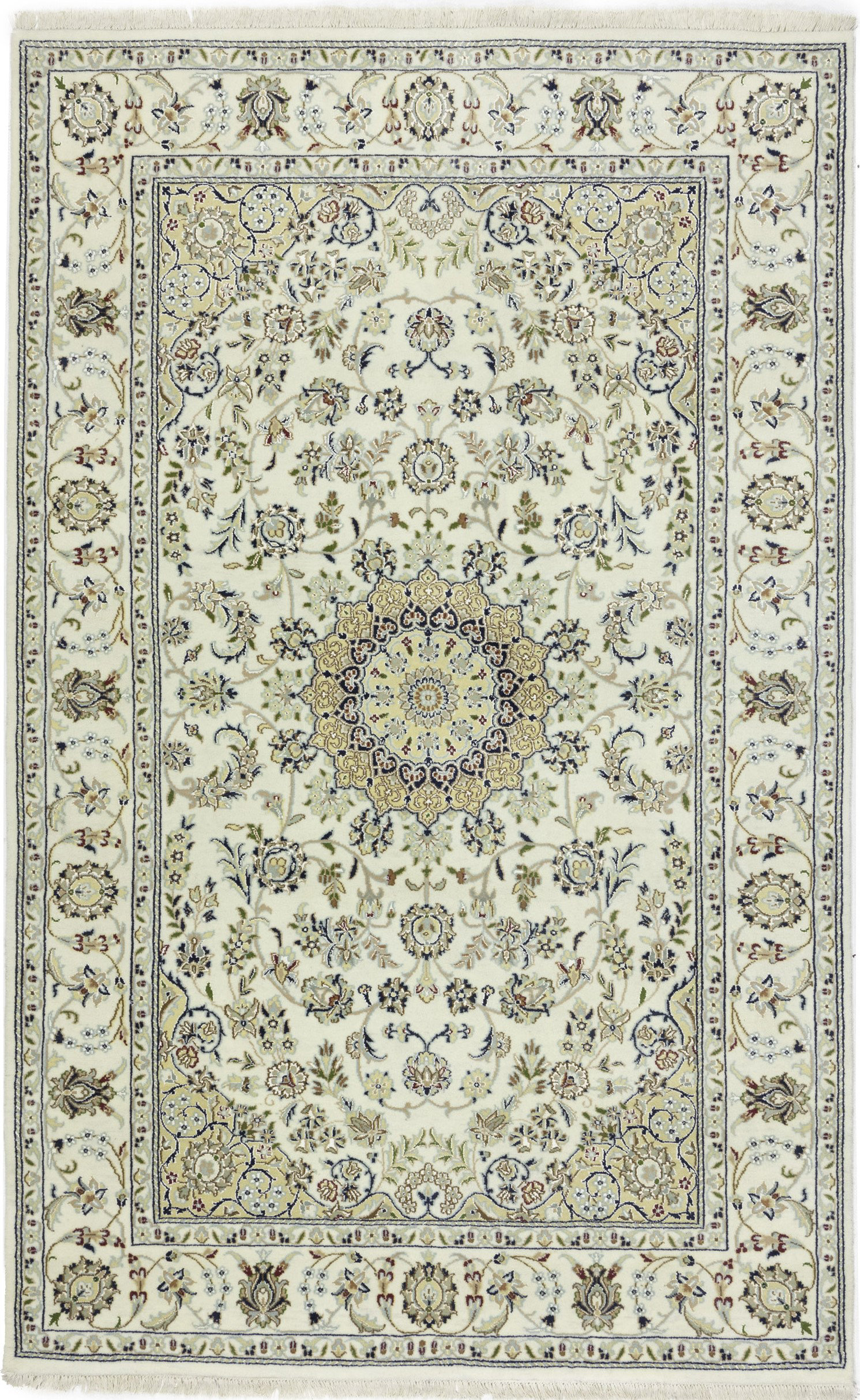 ADMINRUGS Cream Traditional 3X14 Indo Nain Oriental Runner Rug ...