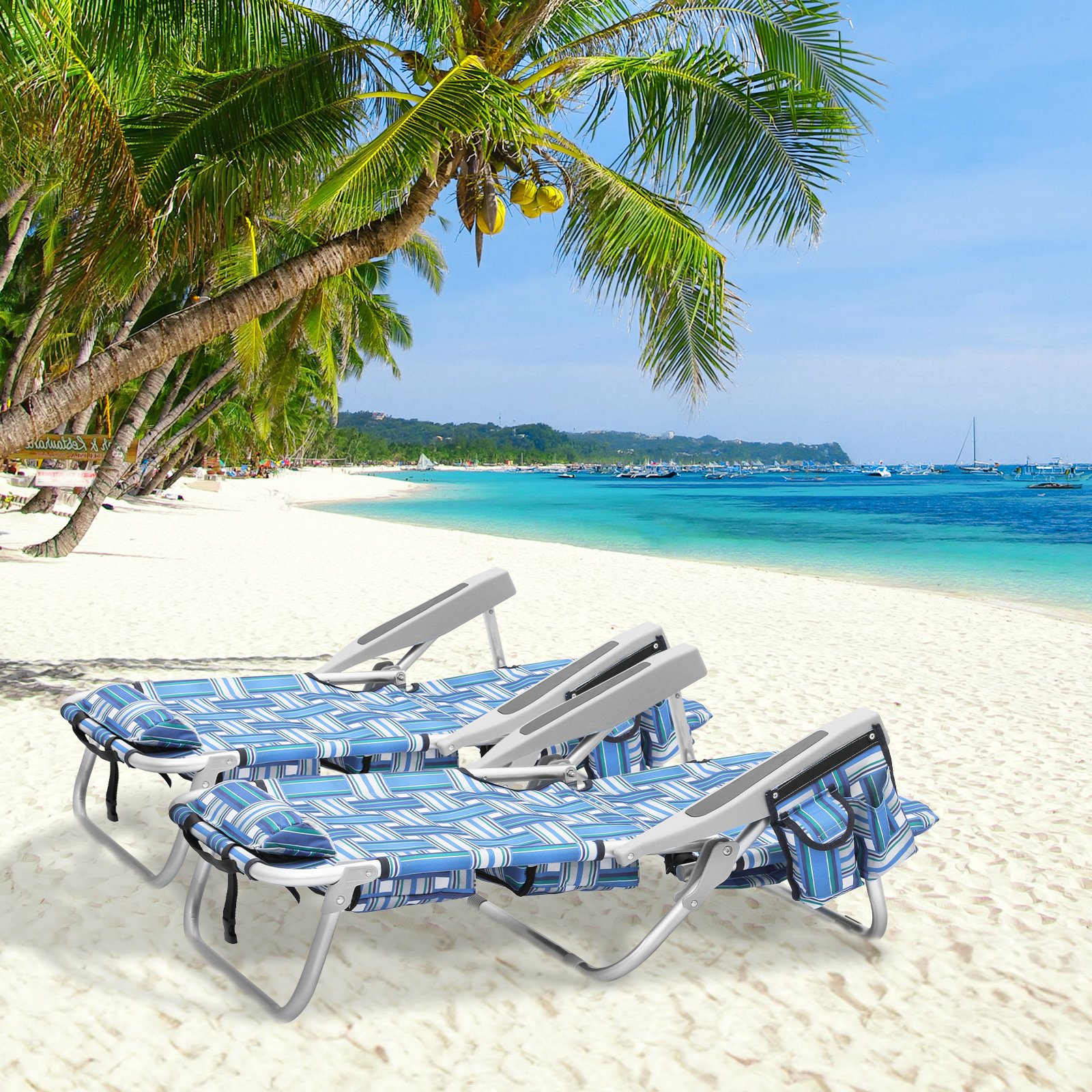 Rosecliff Heights Brio Folding Beach Chairs with Back Pack Straps ...