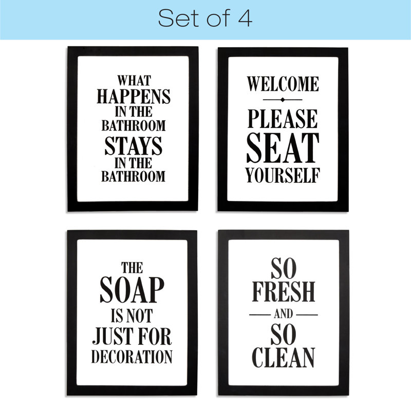 Excello Global Products Black Framed Bathroom Signs Set 1 (4-Pack ...