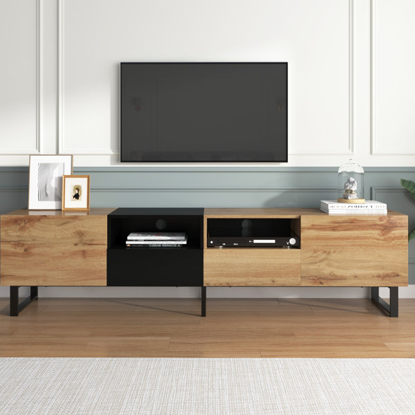 Latitude Run® Modern TV stand with 2 cabinets and open lockers for up ...