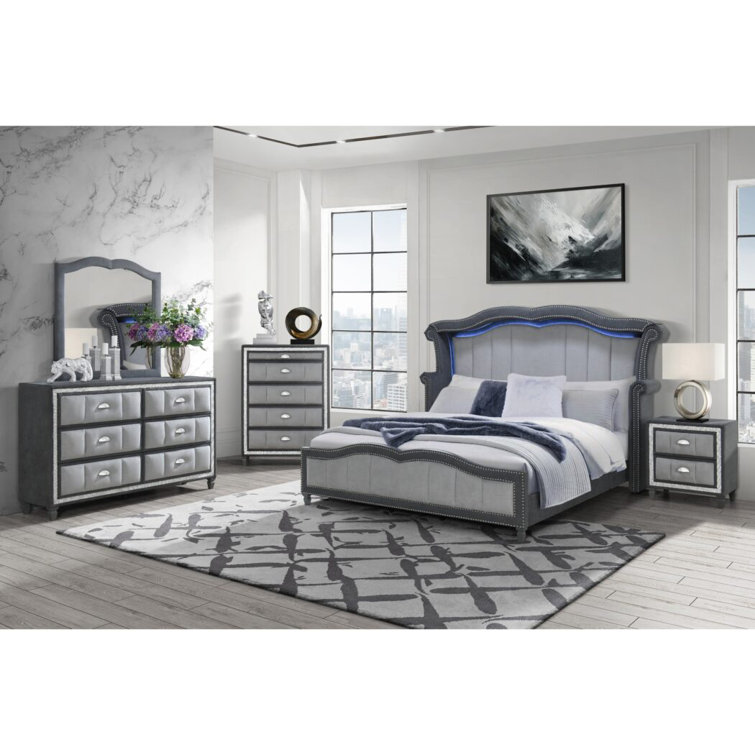 House of Hampton® Vanna Queen 5Pc Dark Gray Bedroom Set | Wayfair