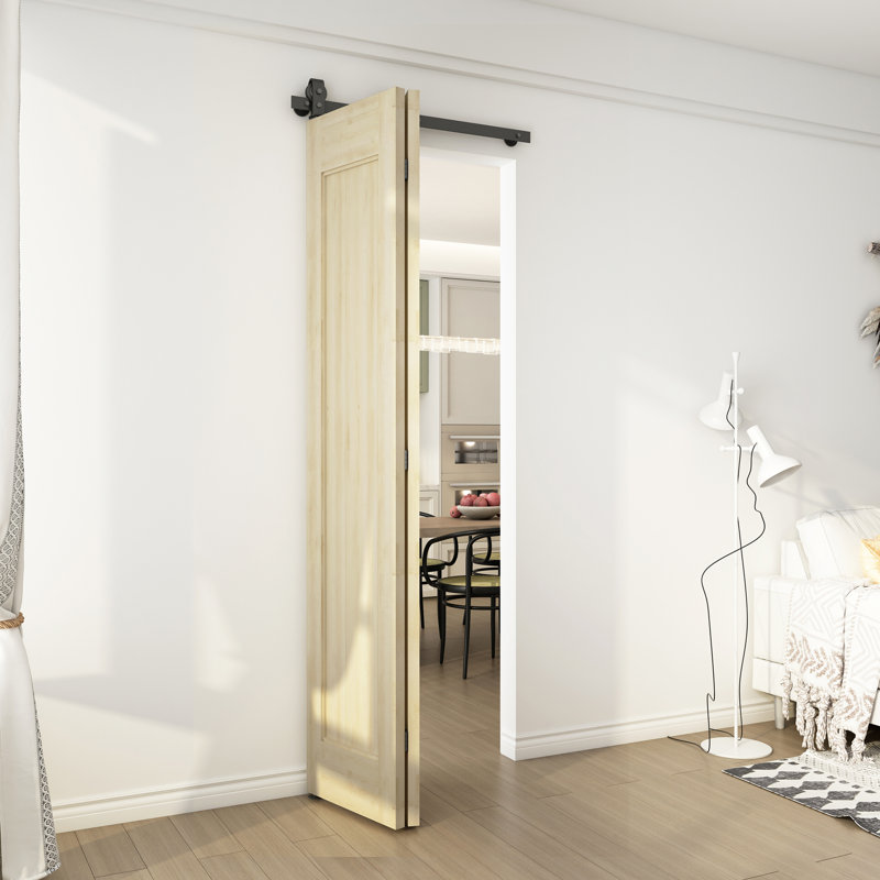 JUBEST Matte Black Steel Bi-folding Double Barn Door Hardware Kit ...