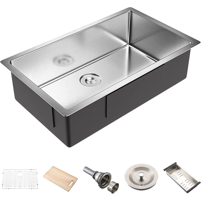 ESSBHACH 31.5'' L Drop-In Single Bowl Stainless Steel Kitchen Sink ...