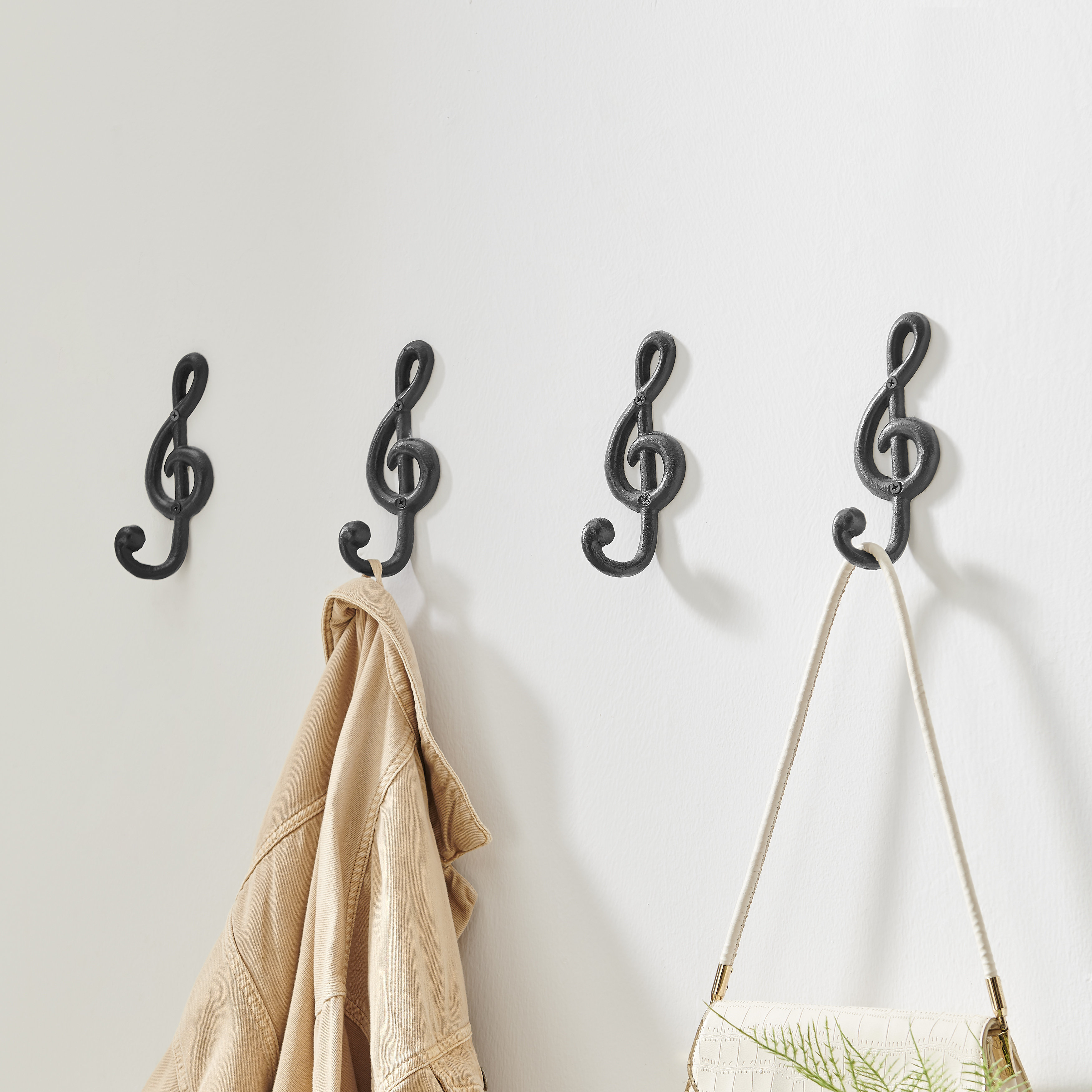 Winston Porter 4 Piece Dark Brown Cast Iron Musical Note Treble Clef ...