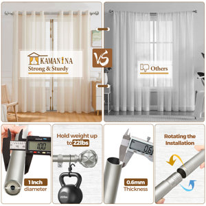 Charlton Home® Curtain Rods For Windows, Adjustable Decorative Drapery ...