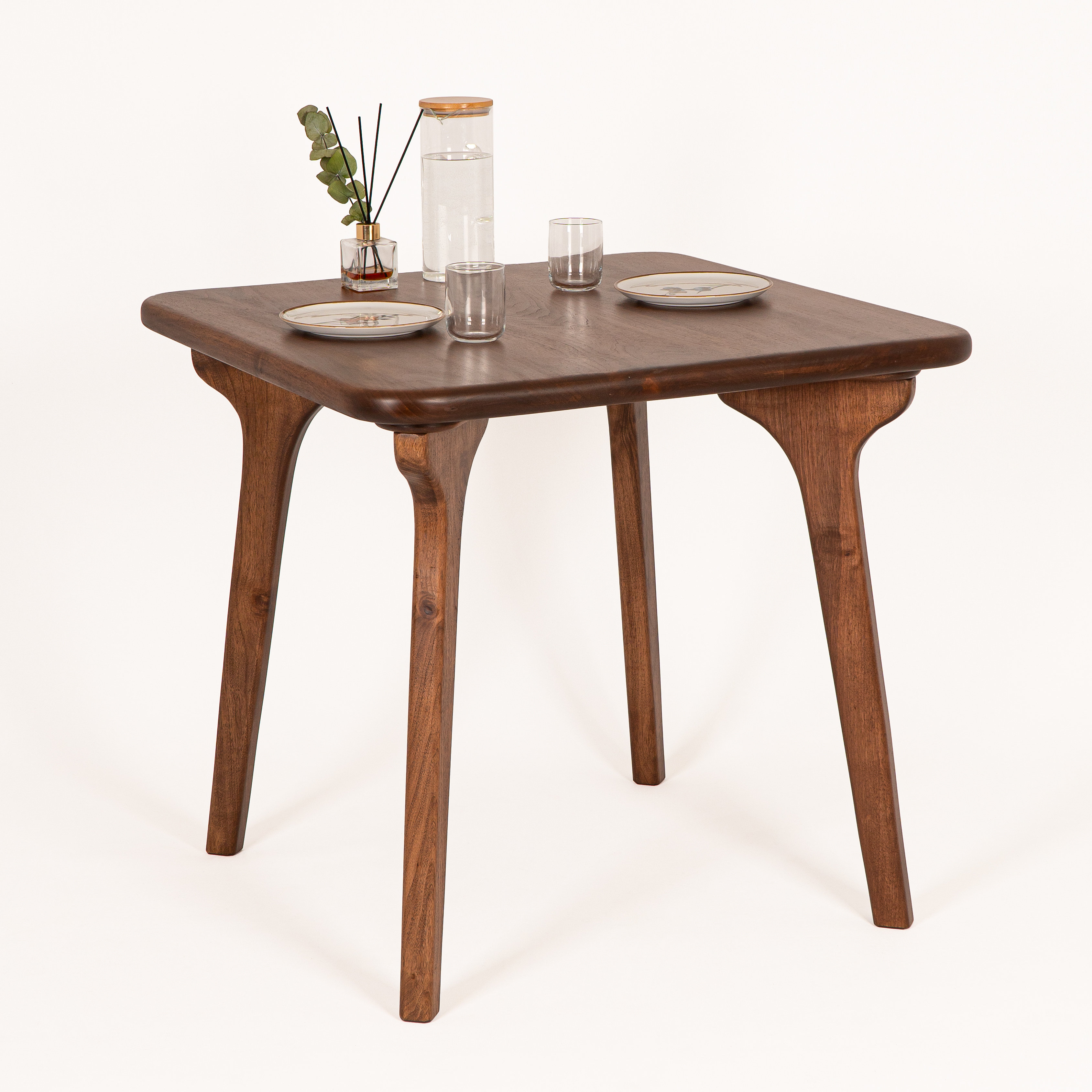 George Oliver Eicher Solid Walnut Wood Square Dining Table, Mid Century ...