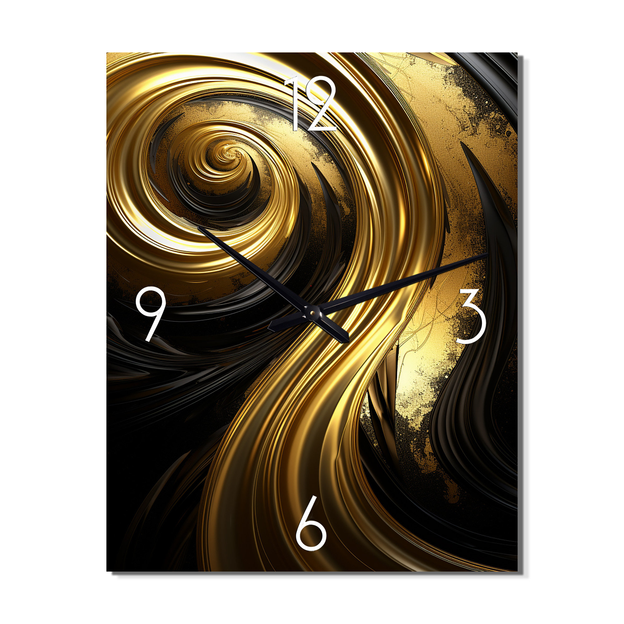 Design Art Liquid Gold And Black Abstract Minimal Spiral - Abstract ...