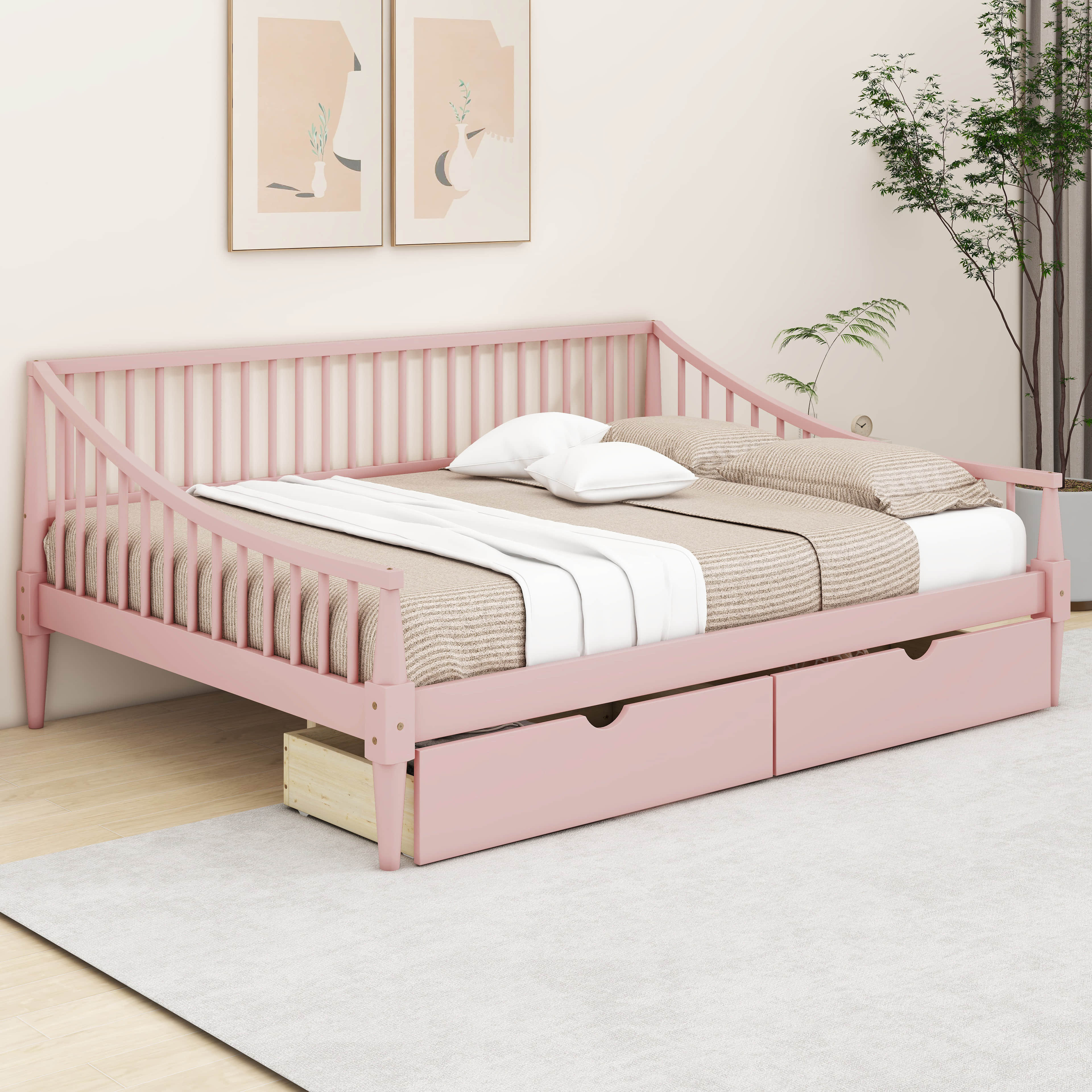 Red Barrel Studio® Minea Full Size Daybed with Two Storage Drawers and ...