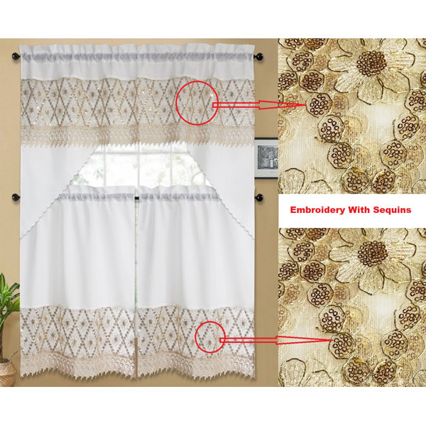 Winston Porter Meike Ruffled 60'' W Kitchen Curtain | Wayfair