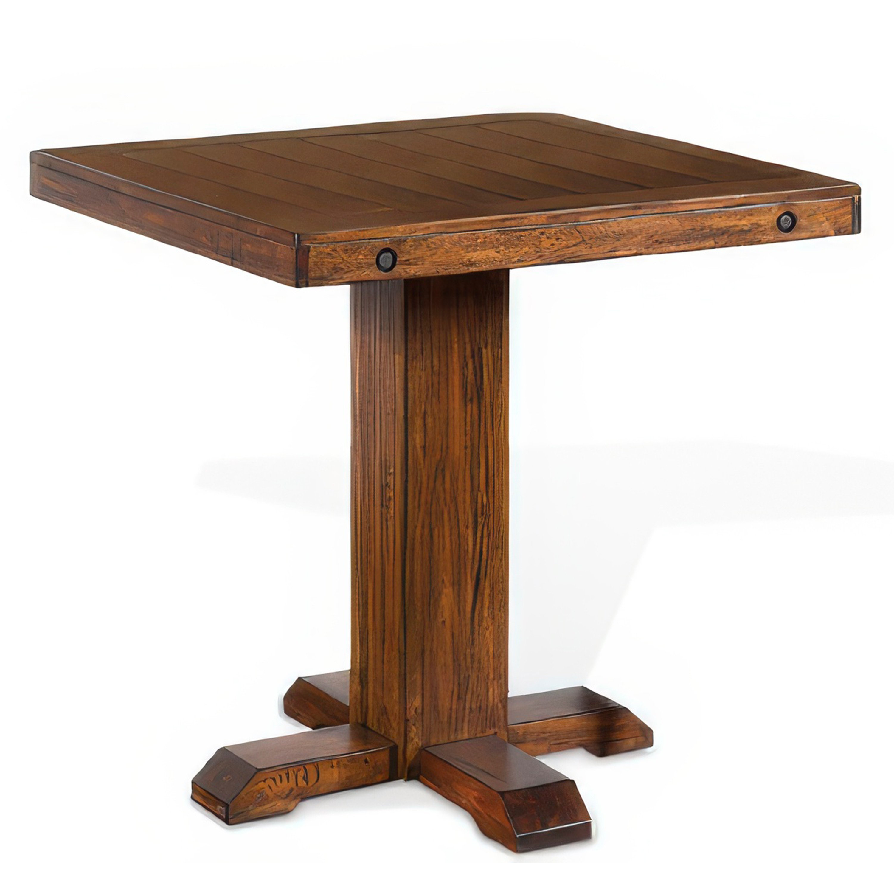 Benjara Reggie Bar Table, Adjustable Pedestal Base, 36 Inch Square Top ...