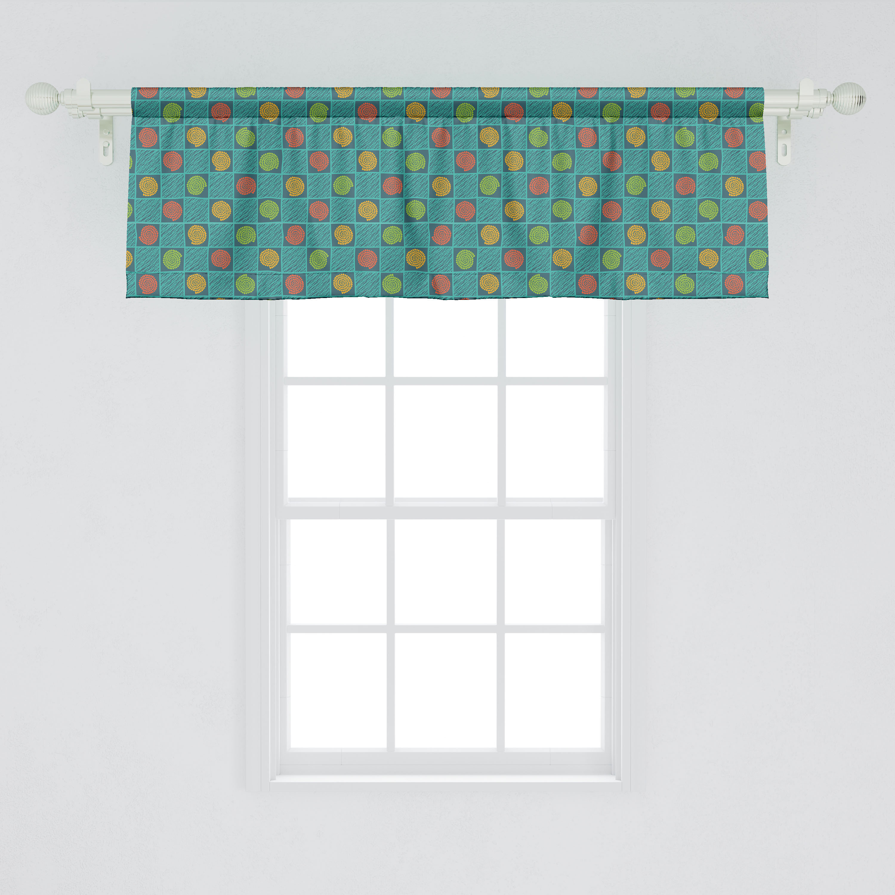 Ambesonne Geometric Valance Pack of 2 Square Box and Inner Dots ...