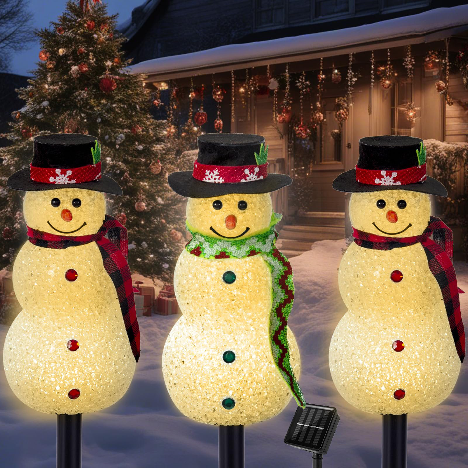 Zeki Shoggy Solar Christmas Snowman Lights Outdoor Decorations, Set Of ...