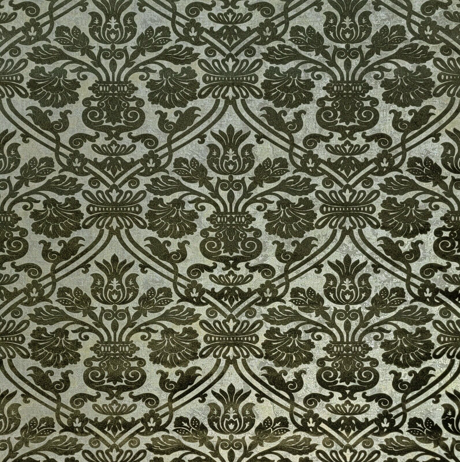 Canora Grey Sherrae Damask Textured Brown Bronze Gold Metallic Flocking ...