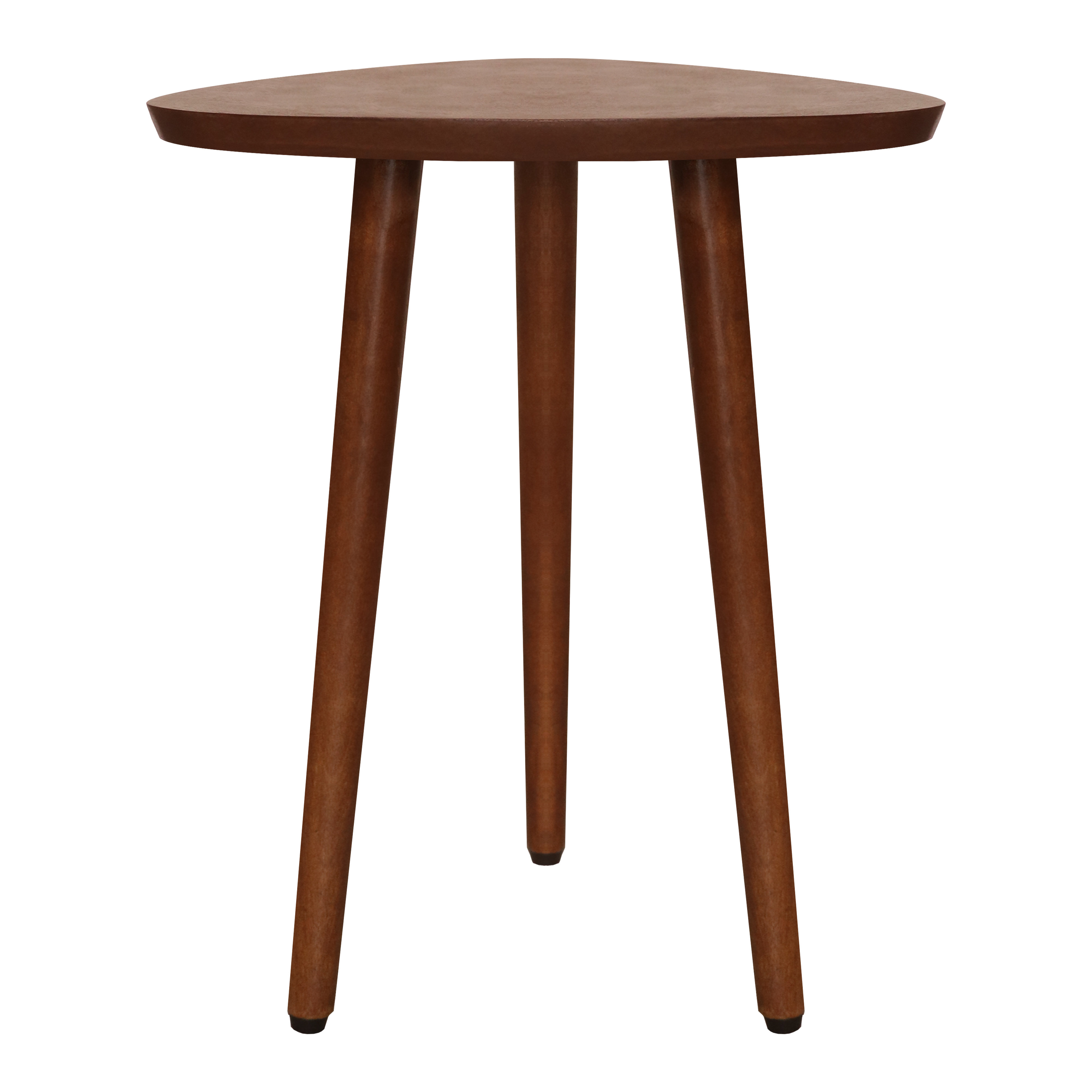 George Oliver Pick Shape Top Table, 3-Legged Walnut Finish Side Table ...