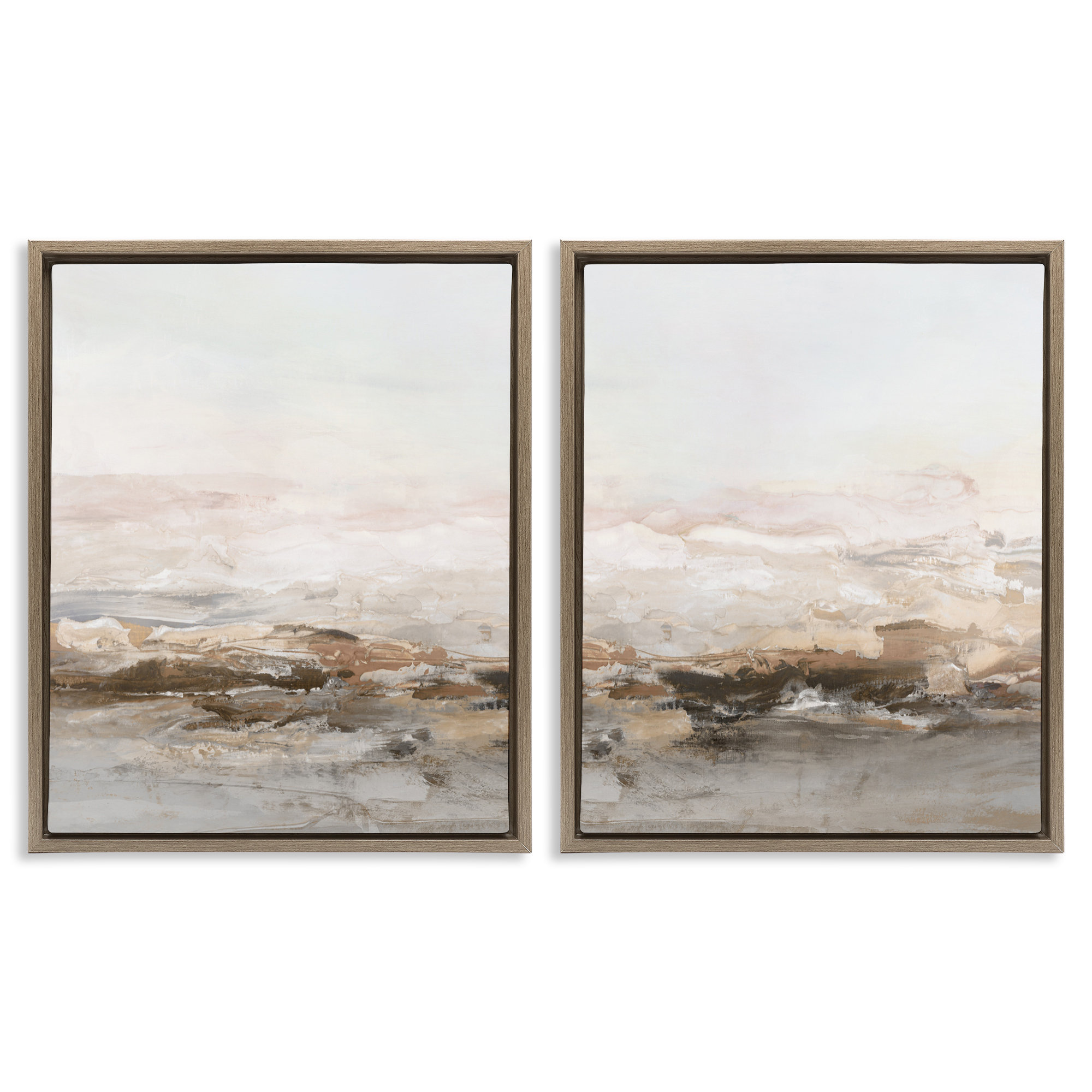 Hokku Designs Muted Horizon Neutral Tones 2pc Floating Frame Set ...