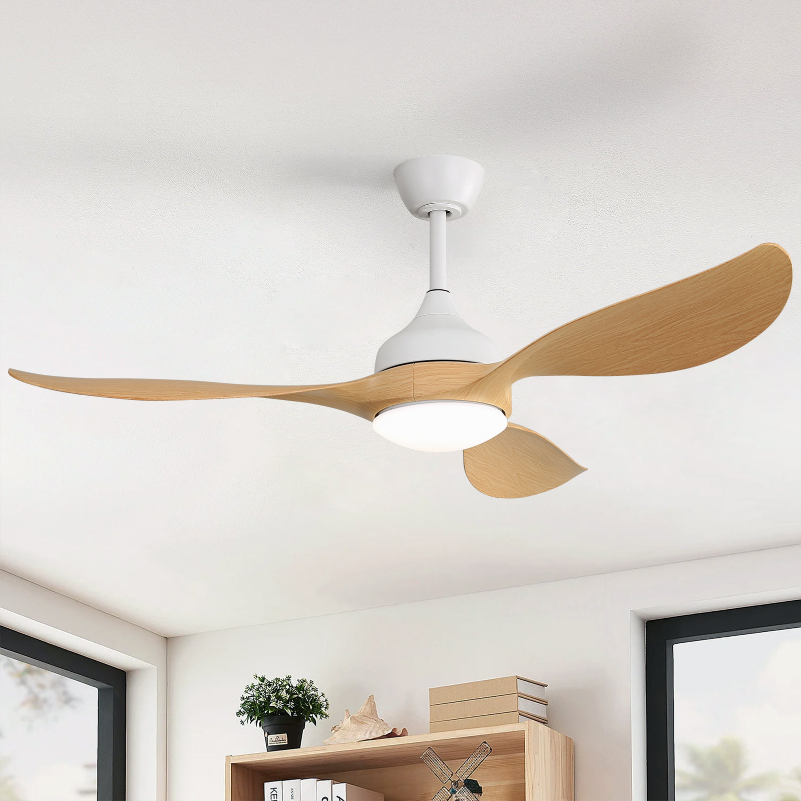 Wrought Studio™ Mitali 56" 3-ABS-Blade Classic Ceiling Fan with Light ...